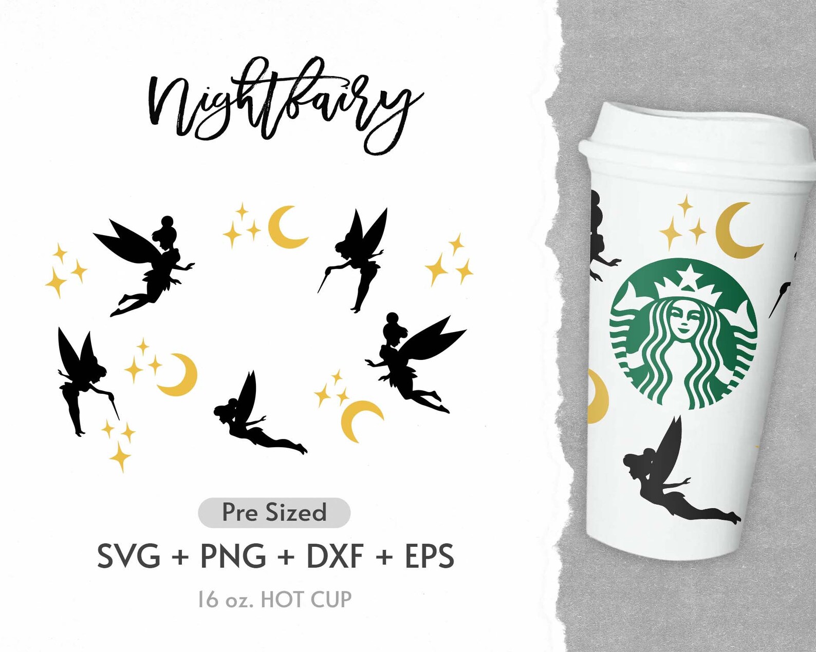 16oz Fairy Hot Cup Svg Sparkles Fairies Svg Hot Cup Wrap - Etsy