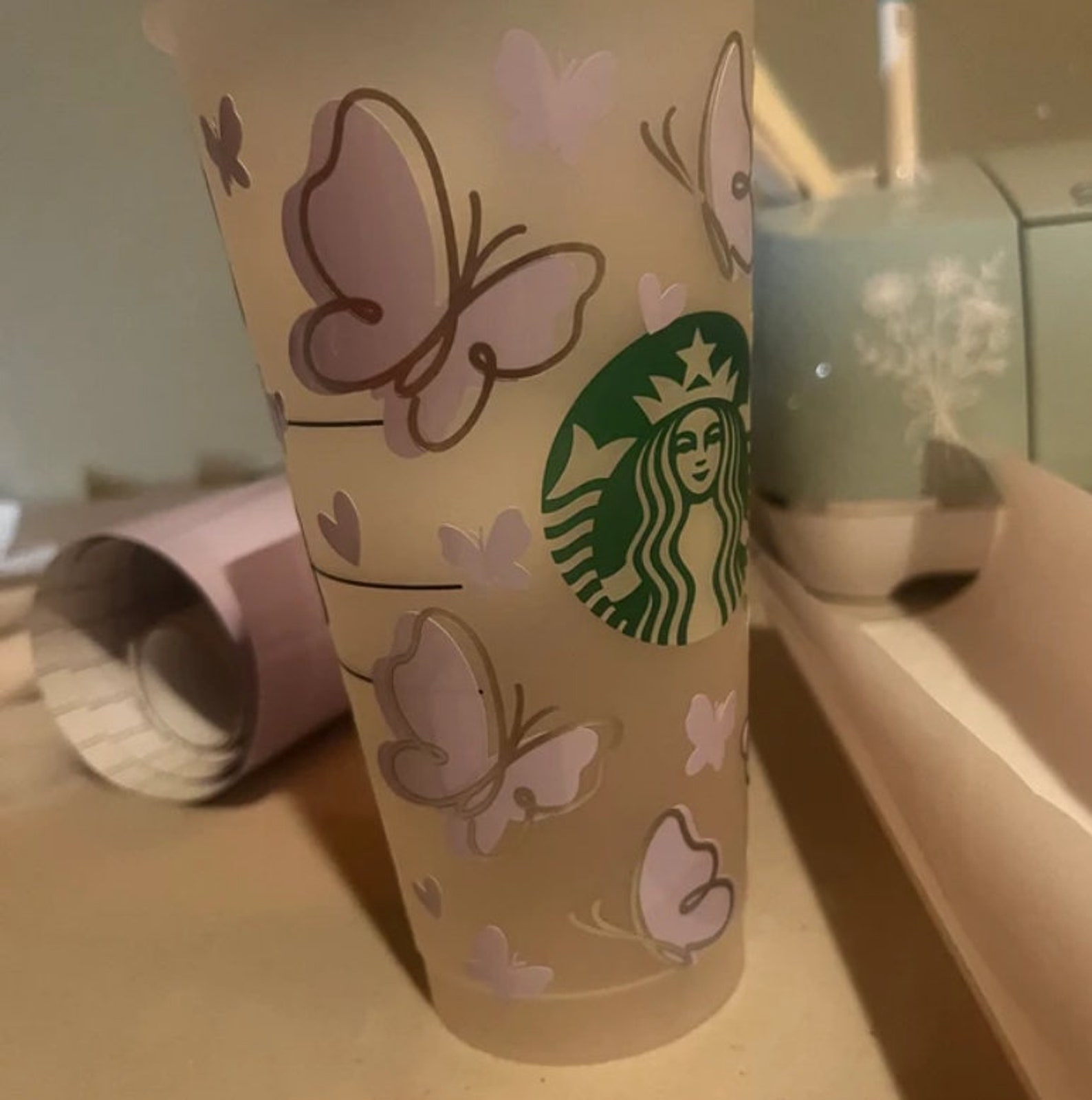 24oz Butterfly Cold Cup Svg, Venti Full Wrap Svg, Butterflies Print Svg ...