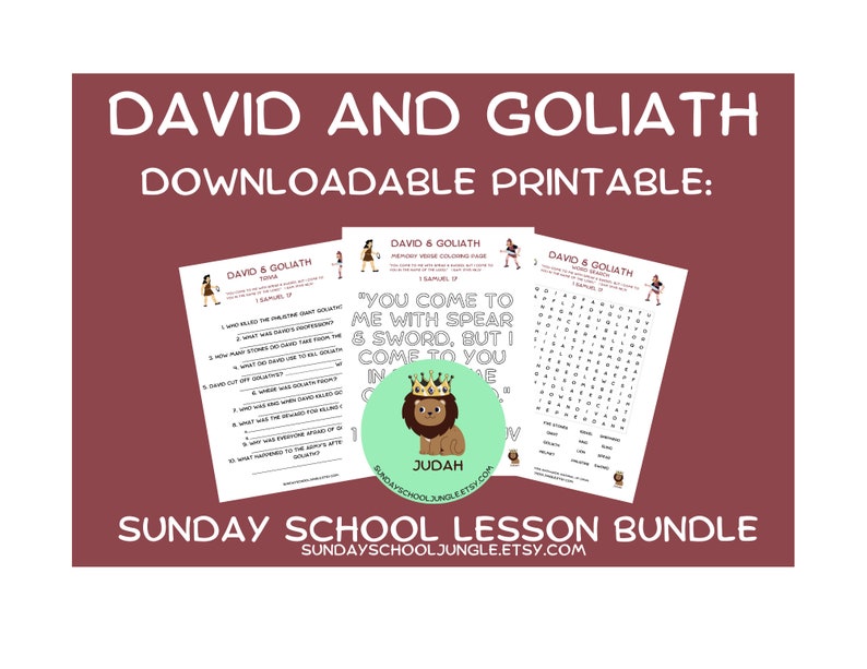 David & Goliath Sunday School Lesson Activity Bundle - Etsy