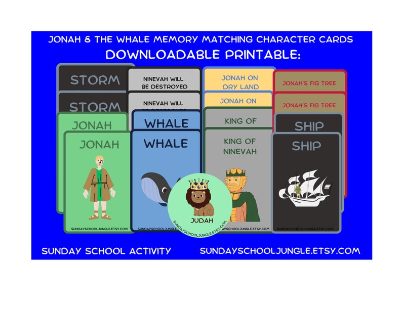 Jonah & the Whale Sunday School Lesson Activity Bible Matching ...