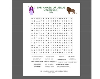 Names of Jesus Word Find Puzzle Bible Word Search Game With Hidden ...