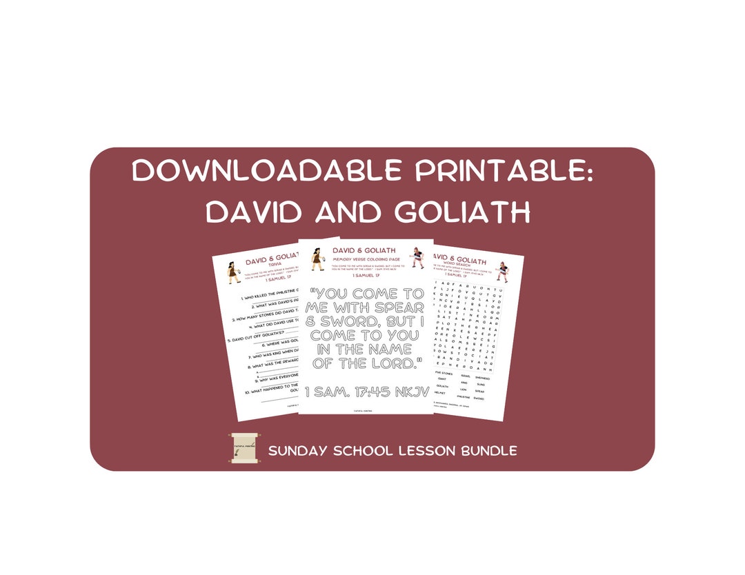 David & Goliath Sunday School Lesson Activity Bundle - Etsy