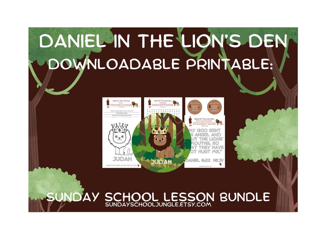 Daniel in the Lion's Den - Digital Downloadable Printable Sunday School ...