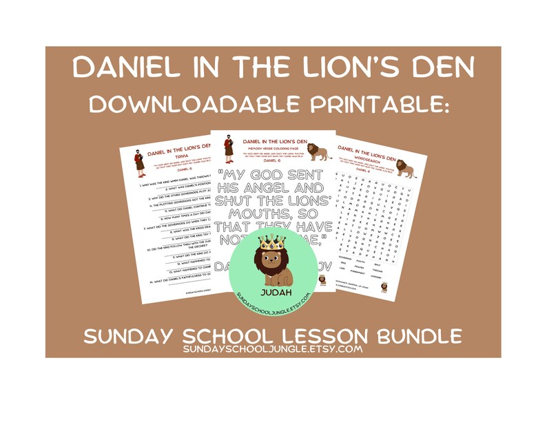 Daniel in the Lion's Den Sunday School Lesson Activity Bundle - Etsy