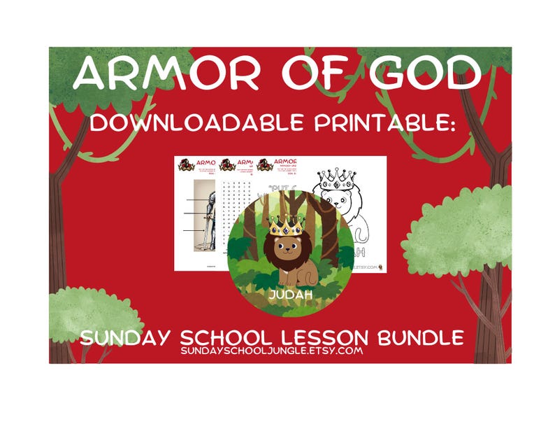 Armor of God - Digital Downloadable Printable Sunday School Lesson ...