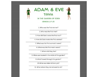 ADAM and EVE Bible Story Coloring Page Activity Sunday School Lesson ...