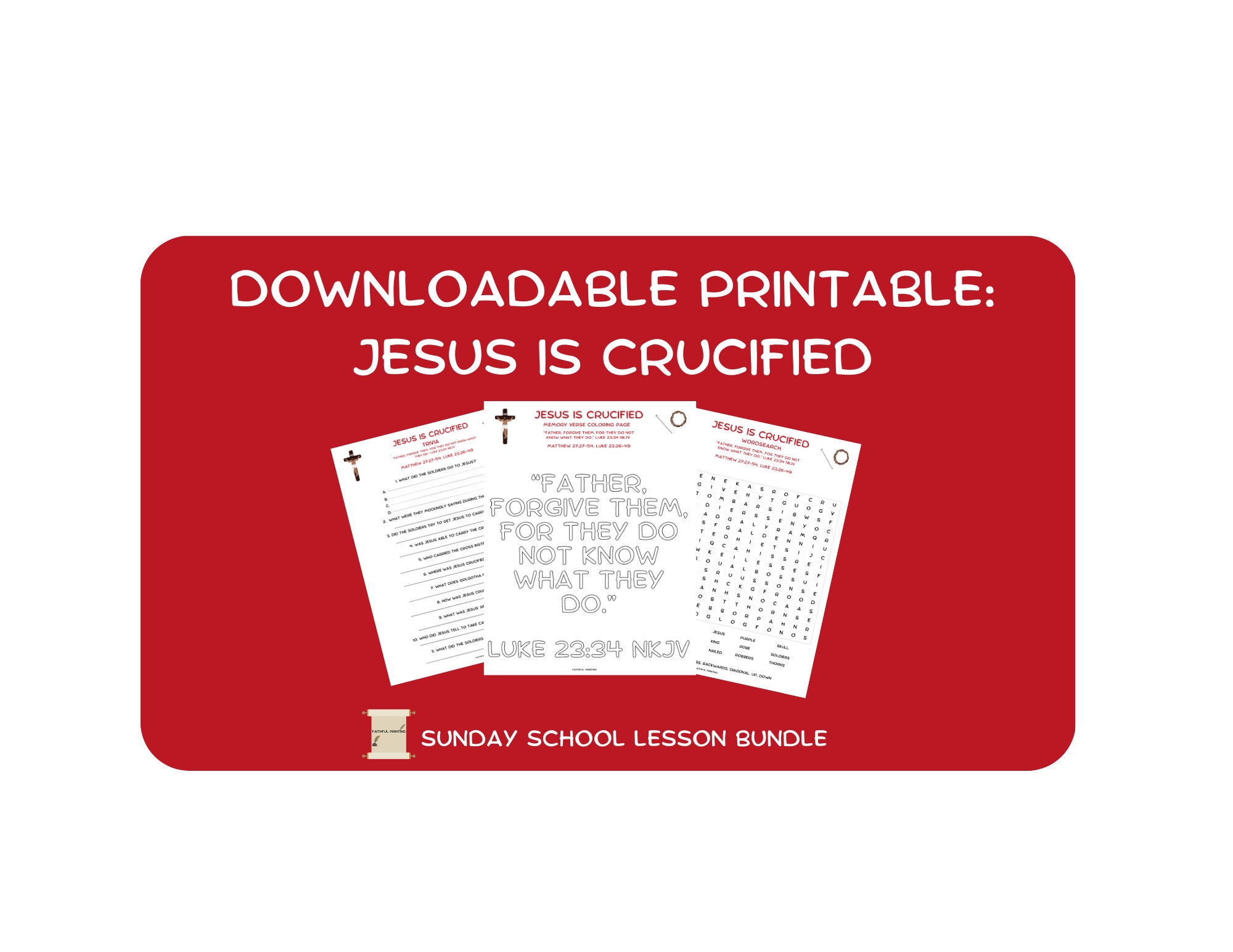 Jesus is Crucified Sunday School Lesson Activity Bundle - Etsy