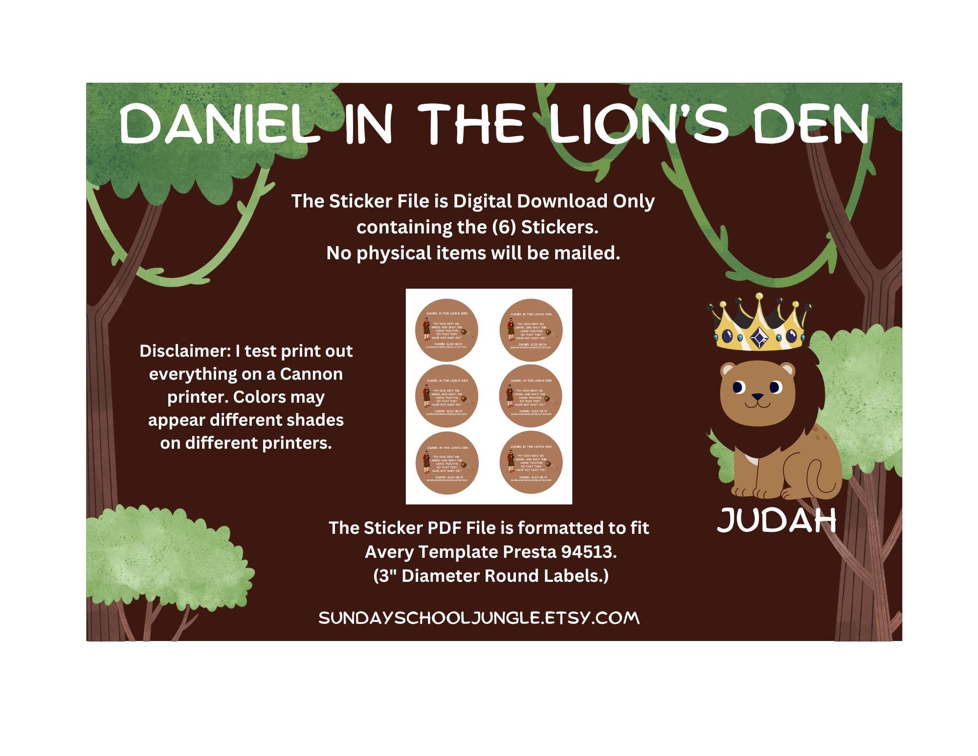 Daniel in the Lion's Den - Digital Downloadable Printable Sunday School Lesson Activity Bundle ...