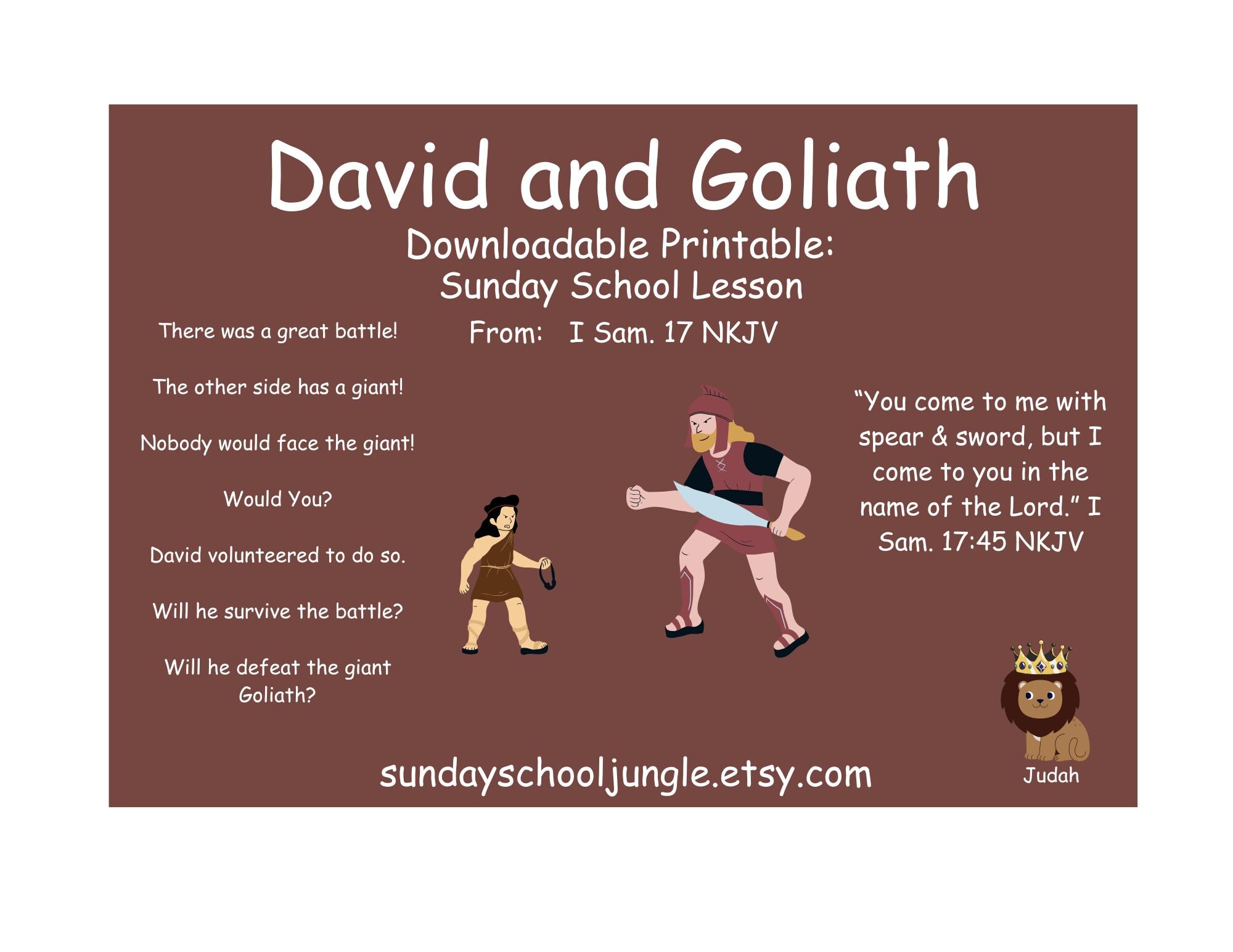 David and Goliath | Sunday School Lesson | Children's Church Lesson ...