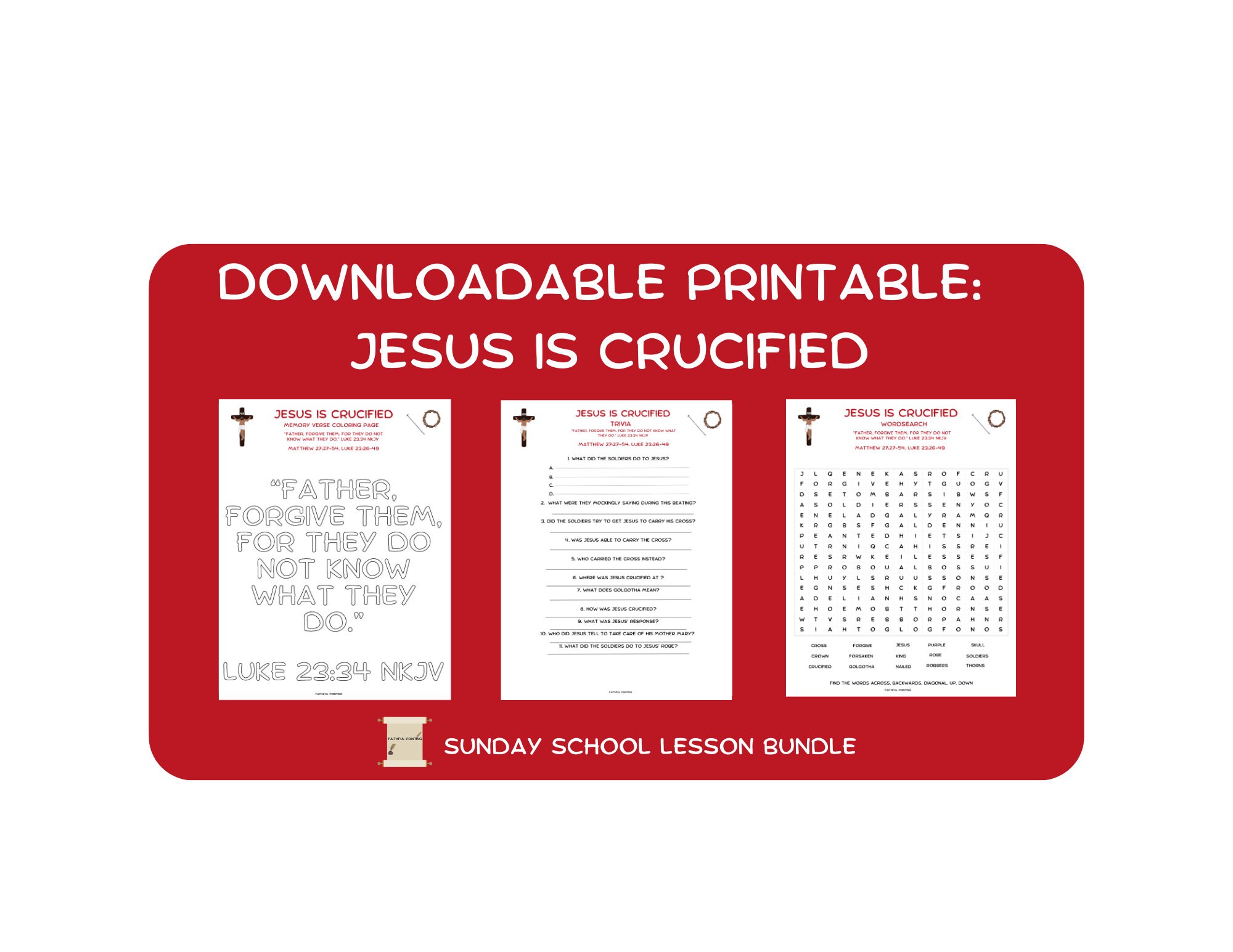 Jesus is Crucified Sunday School Lesson Activity Bundle - Etsy
