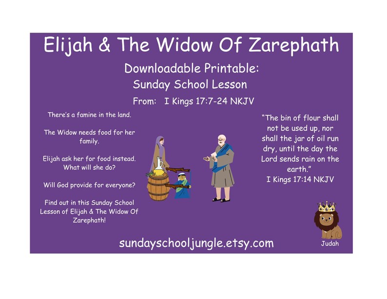 Elijah and the Widow of Zarephath | Sunday School Lesson | Children's ...