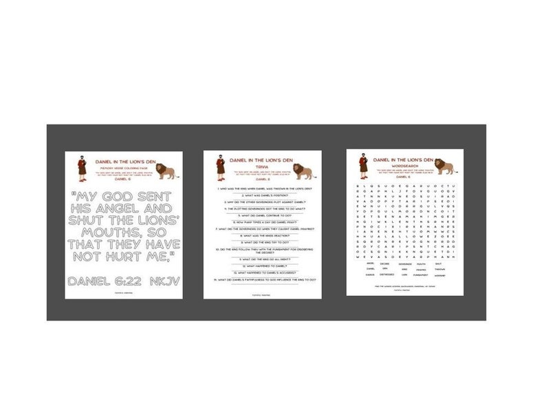 Daniel in the Lion's Den Sunday School Lesson Activity Bundle (Instant Download) - Etsy