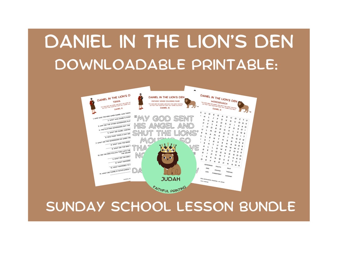 Daniel in the Lion's Den Sunday School Lesson Activity Bundle - Etsy
