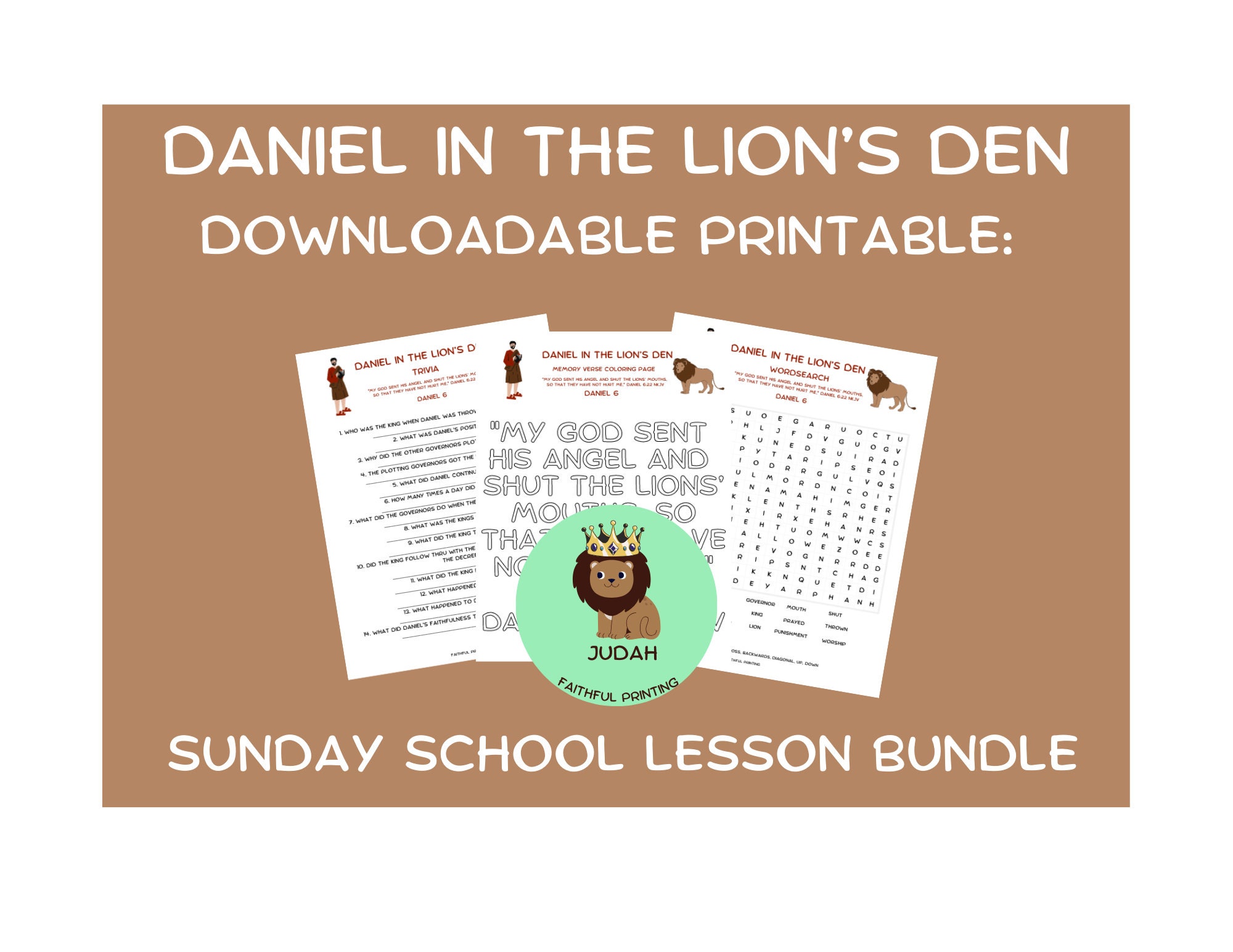 Daniel in the Lion's Den Sunday School Lesson Activity Bundle - Etsy