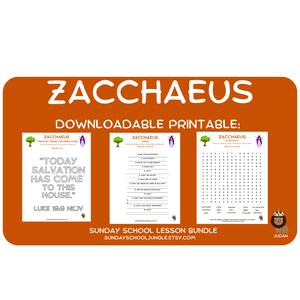 Zacchaeus Sunday School Lesson Activity Bundle - Etsy