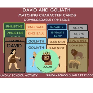 David & Goliath Sunday School Lesson Activity bible Matching Character ...