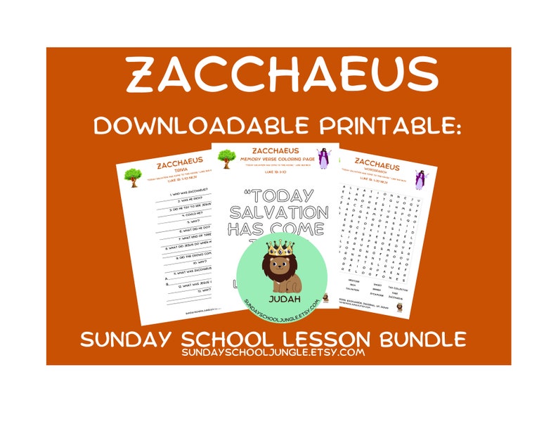 Zacchaeus Sunday School Lesson Activity Bundle - Etsy