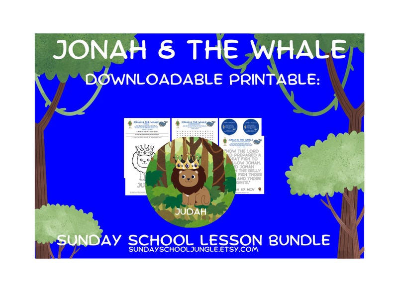 Jonah & the Whale - Digital Printable Sunday School Lesson Activity ...