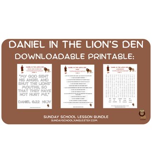 Daniel in the Lion's Den Sunday School Lesson Activity Bundle - Etsy
