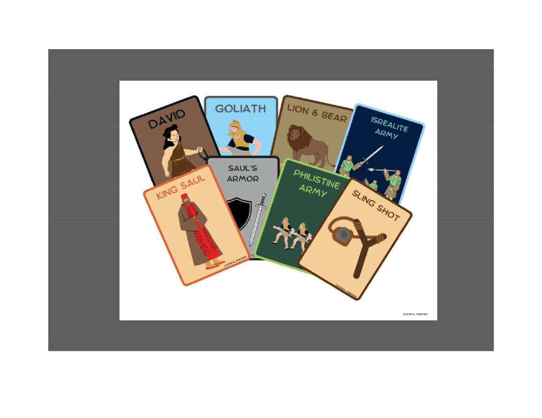 Bible Character Cards David & Goliath - Etsy