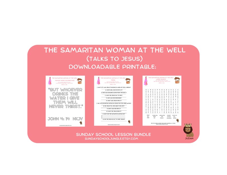 The Samaritan Woman at the Well Sunday School Lesson Activity Bundle - Etsy