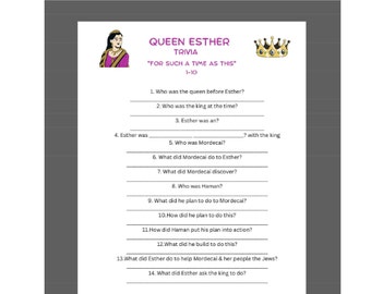 Queen Esther Bible Story Queen Esther Activities and Games - Etsy
