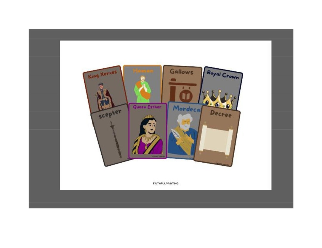 Queen Esther Sunday School Lesson Activity bible Matching Character ...