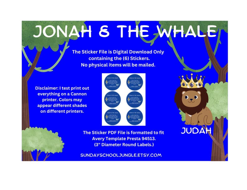 Jonah & the Whale - Digital Printable Sunday School Lesson Activity ...