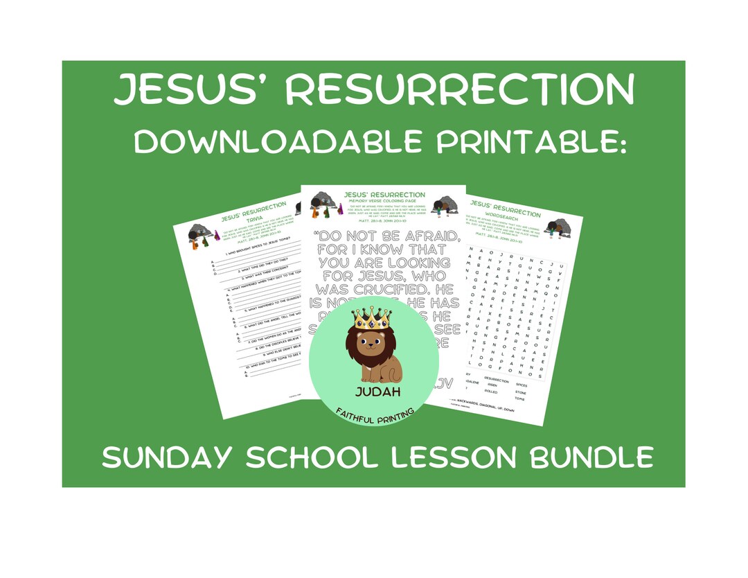 Jesus' Resurrection Sunday School Lesson Activity Bundle - Etsy Israel