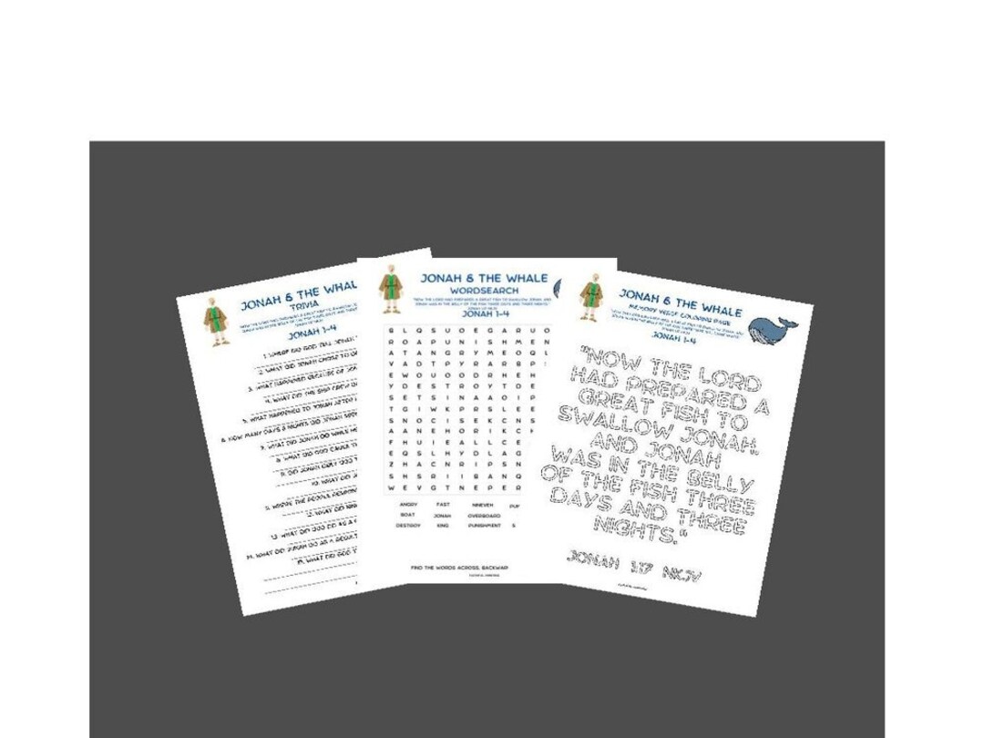 Jonah & the Whale Sunday School Lesson Activity Bundle - Etsy