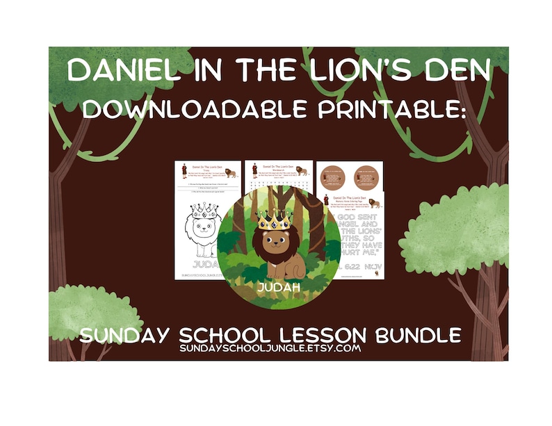 Daniel in the Lion's Den Sunday School Lesson Ready Made Instant Digital Download Sunday School ...