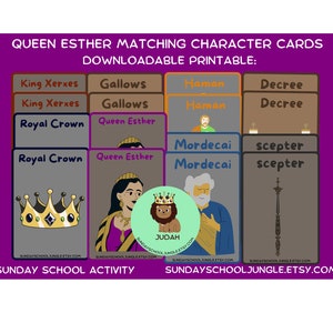 Queen Esther Sunday School Lesson Activity bible Matching Character ...