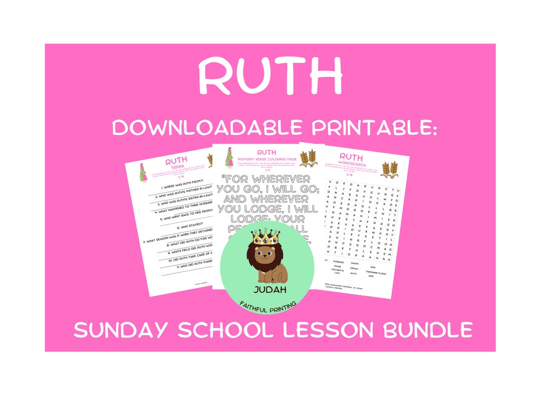 Ruth Sunday School Lesson Activity Bundle - Etsy