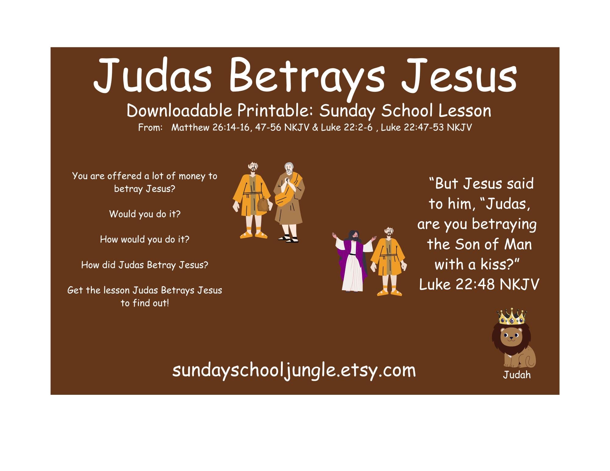 Judas Betrays Jesus - Sunday School Lesson | Children's Church Lesson ...