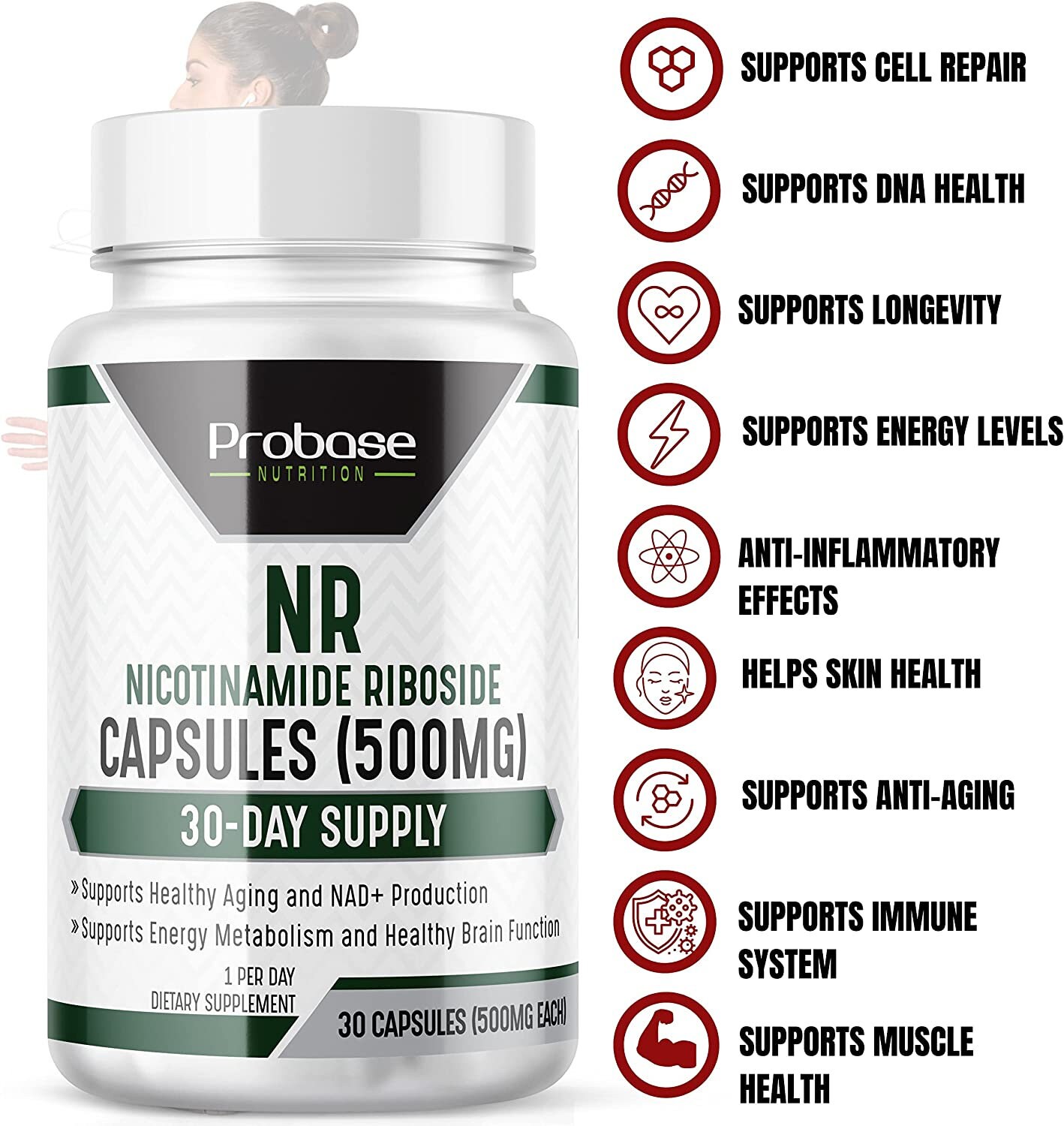 NR Capsules 30 Count (500mg Each)- 30-day Supply (nicotinamide Riboside ...