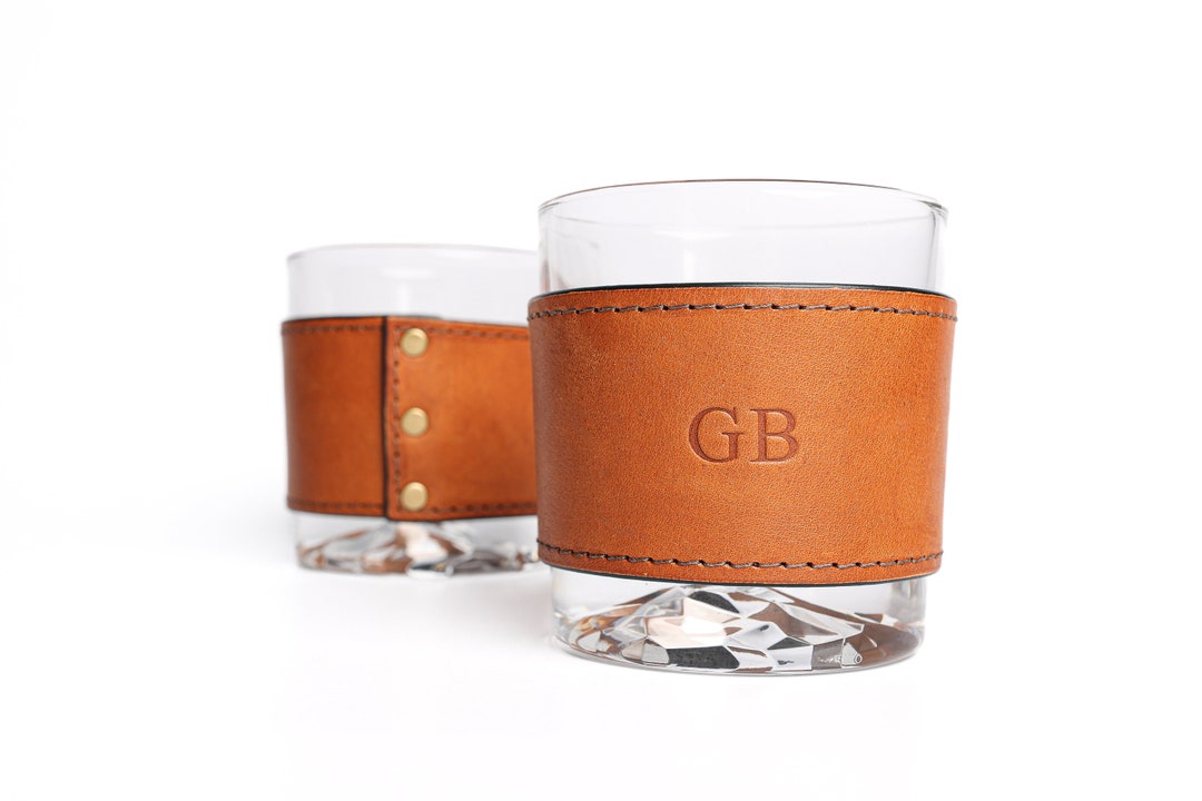 Rock Glasses With Personalized Leather Wrap, Whiskey, Bourbon 10oz ...