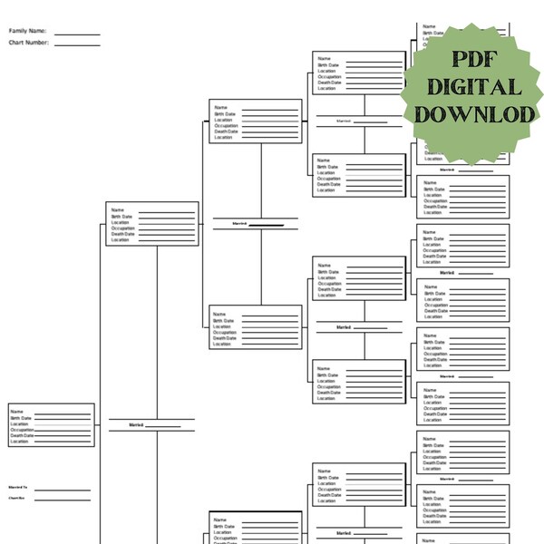 5 Generation Family Tree Template - Etsy Australia