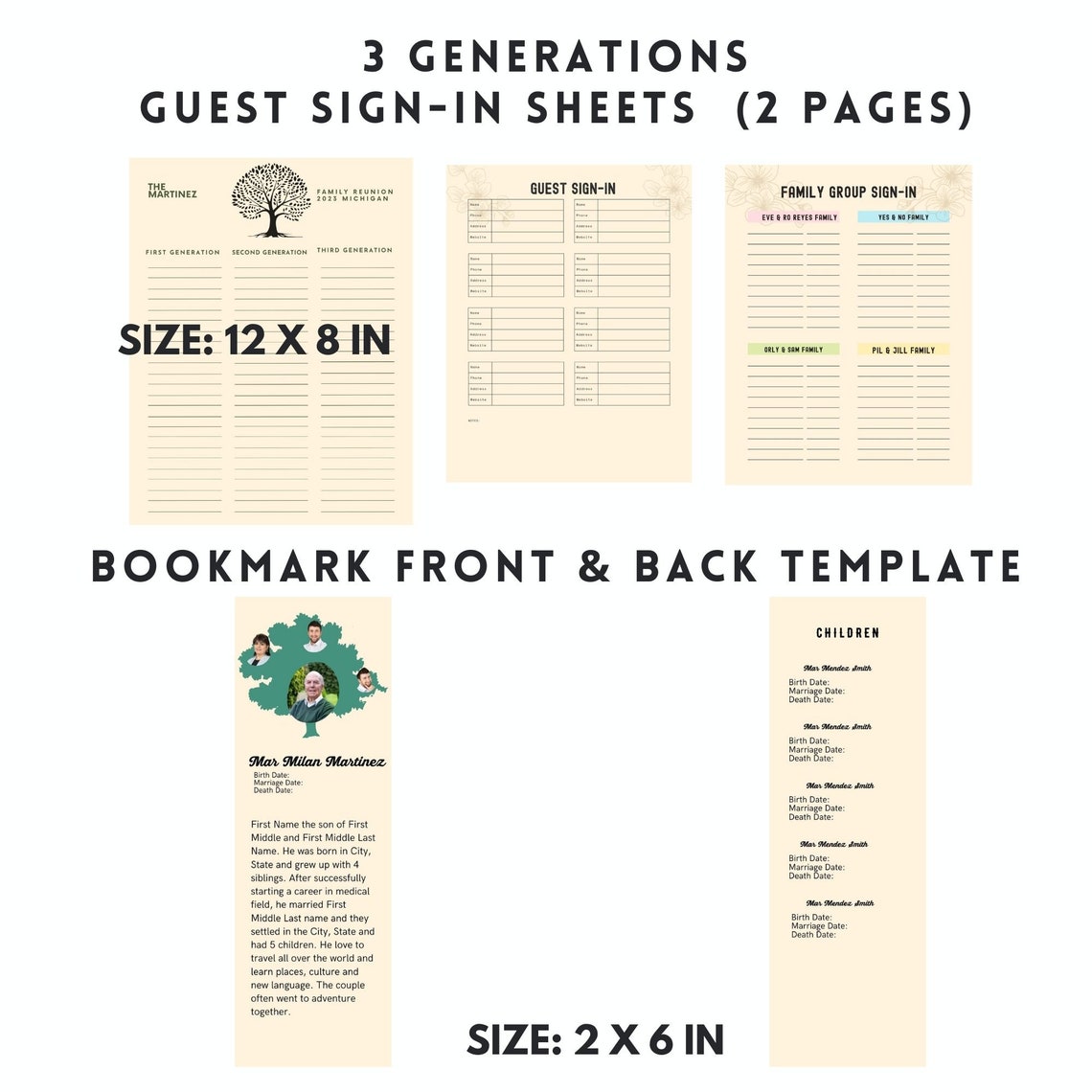 Family Reunion Bundle Template Family Reunion Memories Record Book DIY ...