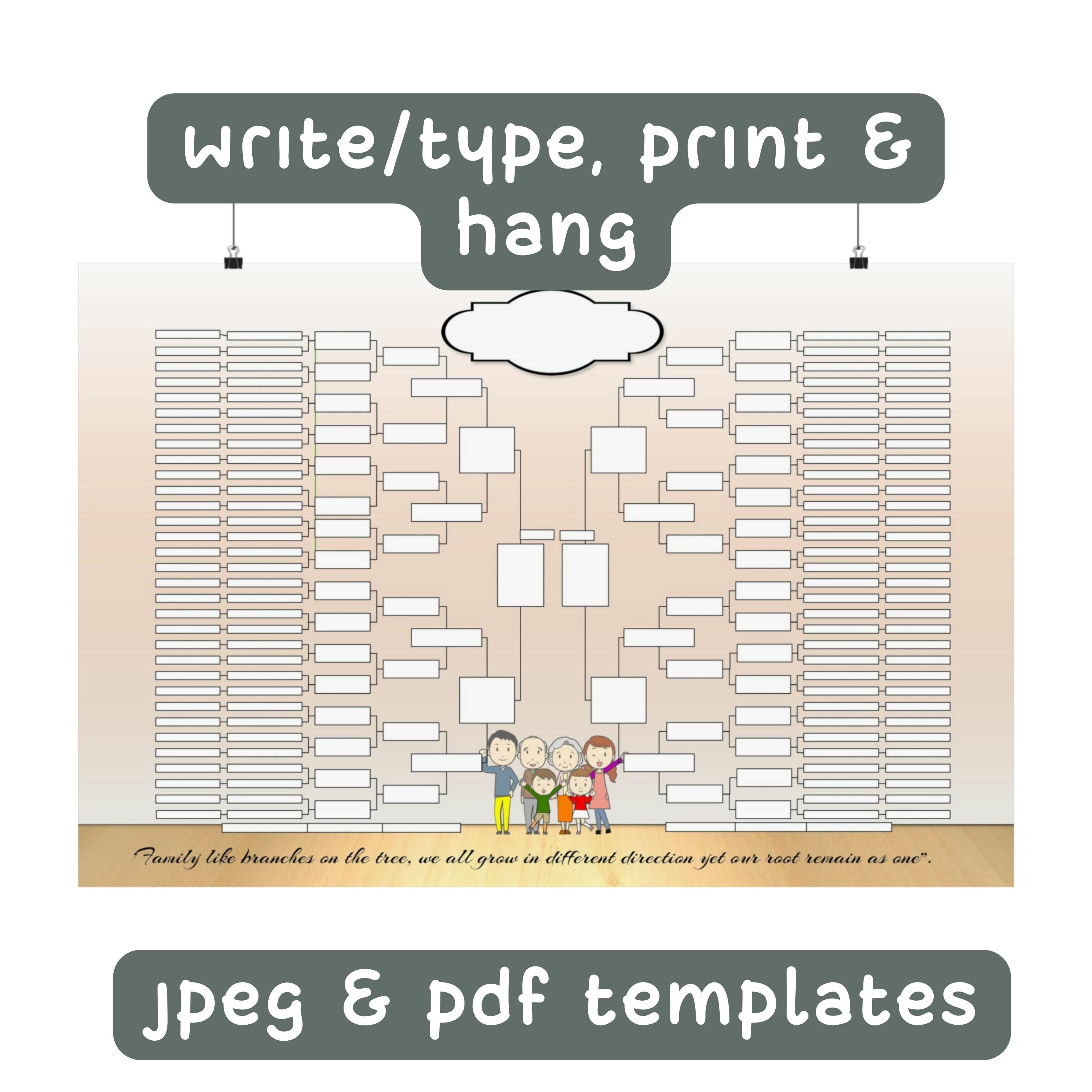 8 Generation Blank Family Tree Digital Print Family Tree Do-it-yourself ...