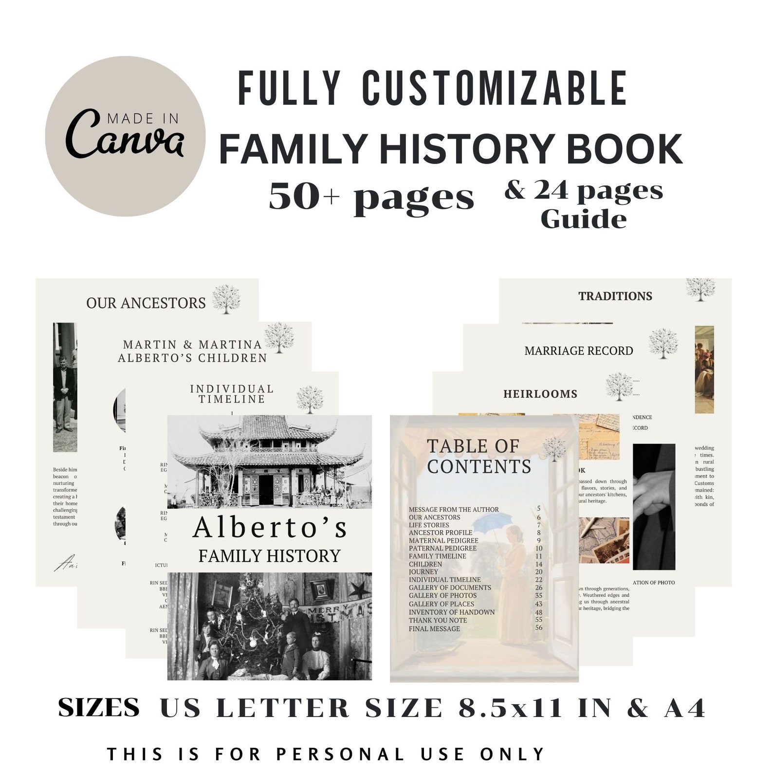 Family Ancestry Editable Book Template Family History Record Book ...