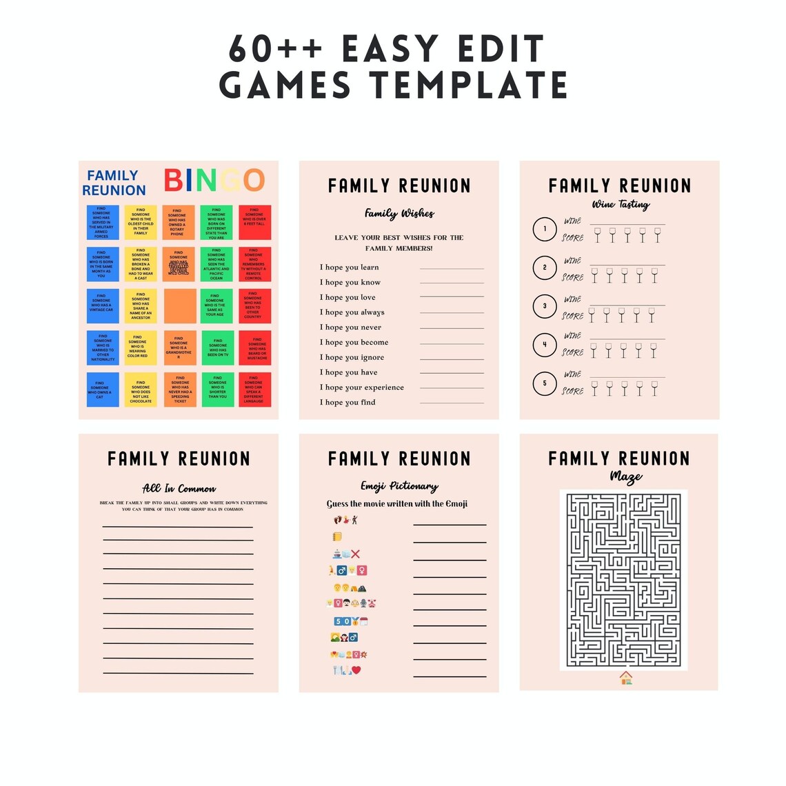 Family Reunion Bundle Template Family Reunion Memories Record Book DIY ...