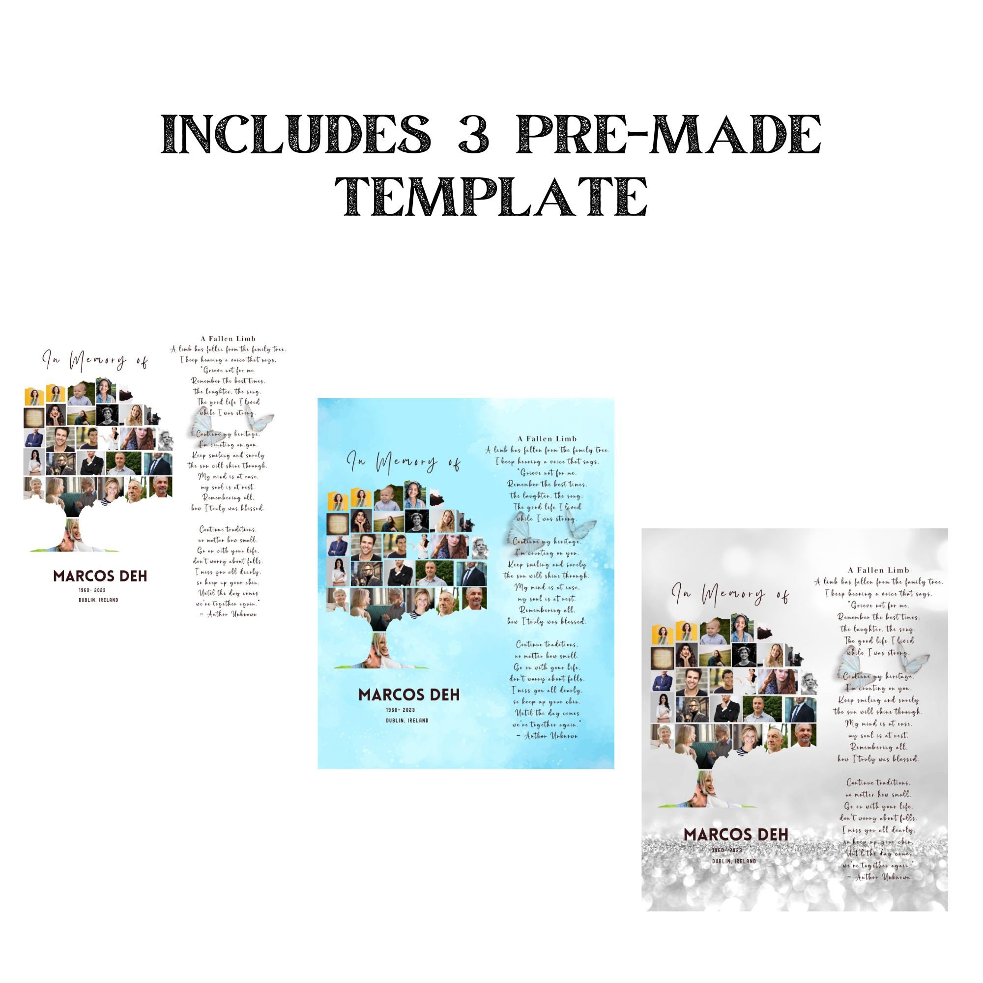 In Memoriam Photo Sympathy Collage Memory Collage Picture Collage for ...