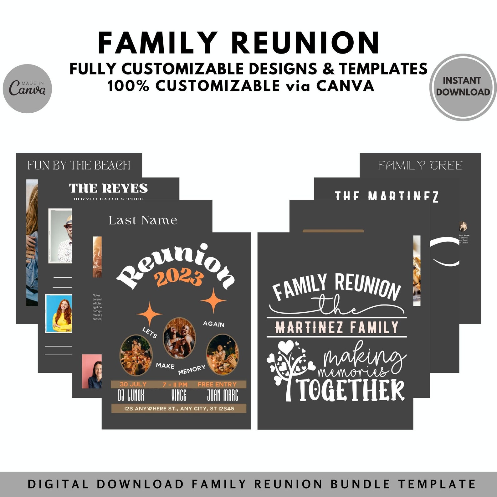Family Reunion Booklet Template Family Reunion Memories Record Book DIY ...