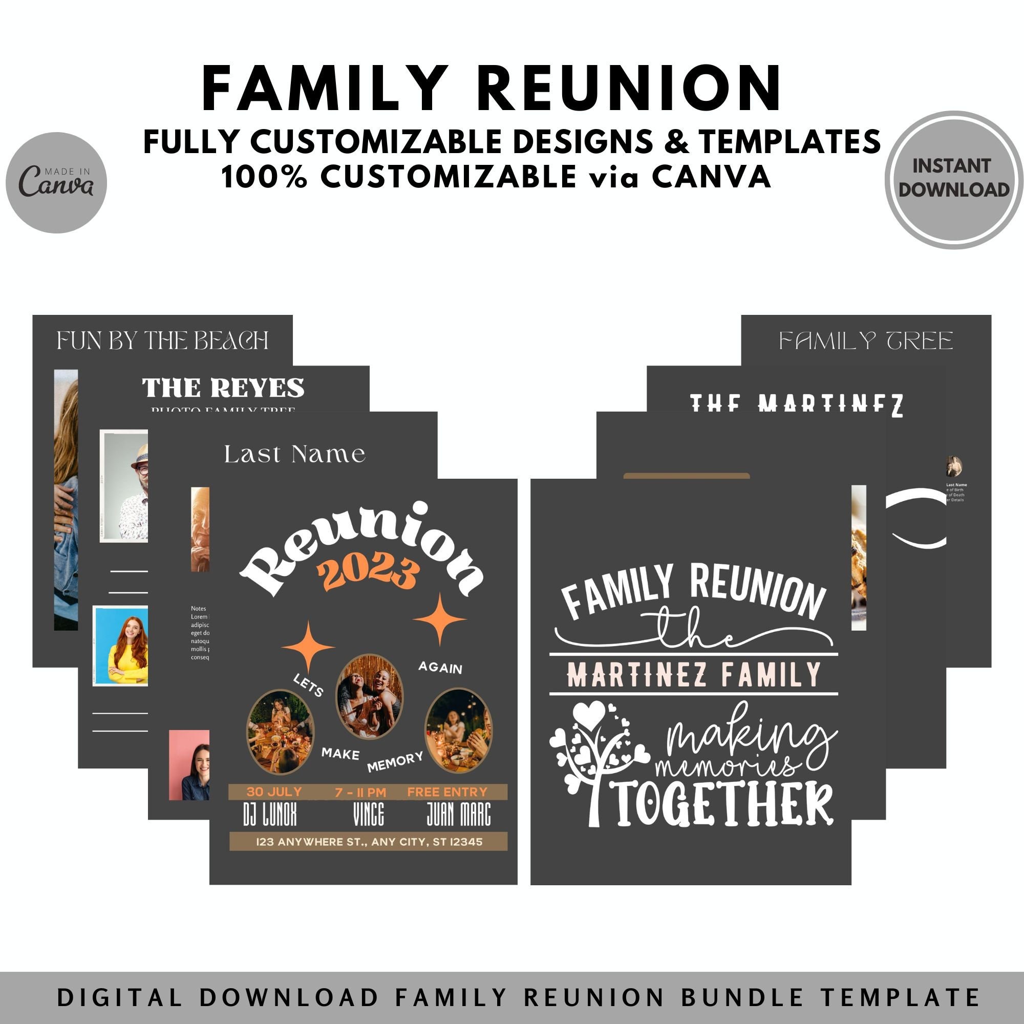 Family Reunion Booklet Template Family Reunion Memories Record Book DIY ...