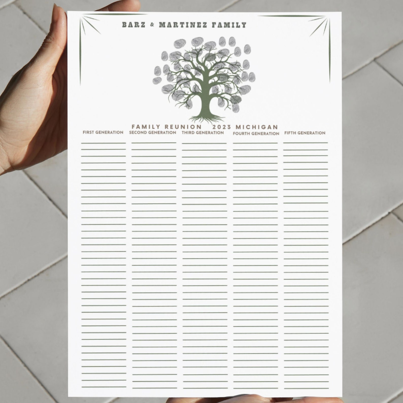 Family Reunion Guest Sign in Sheets Printable Reunion Guestbook With ...