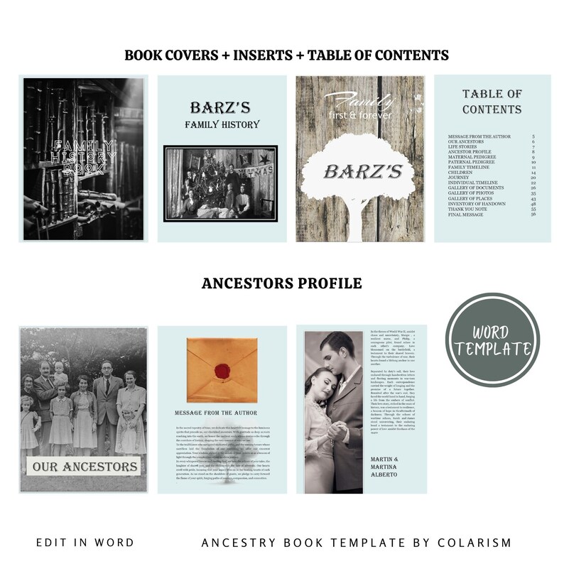 Microsoft Word Family Ancestry Editable Book Template Family History ...