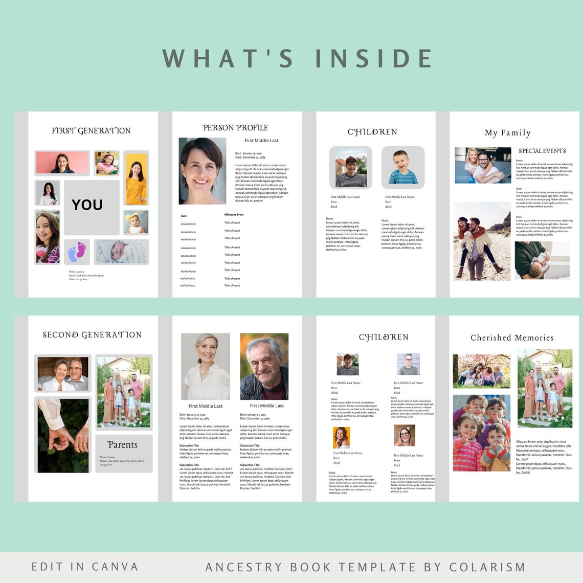 Family Ancestry Book Template Family History Record Sheet Ancestor Book ...