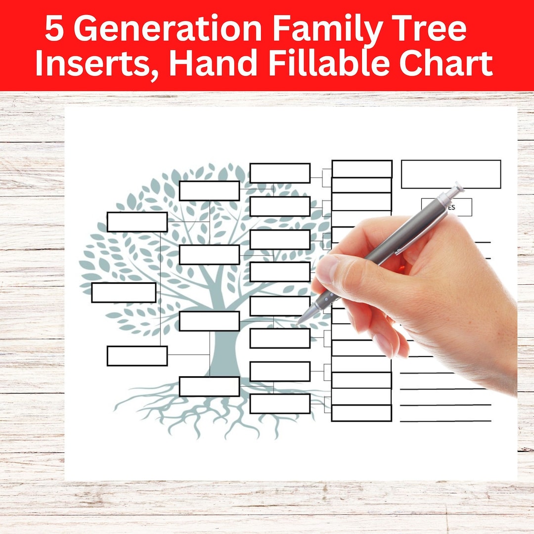 5 Generation PDF Family Tree Template Printable Instant - Etsy