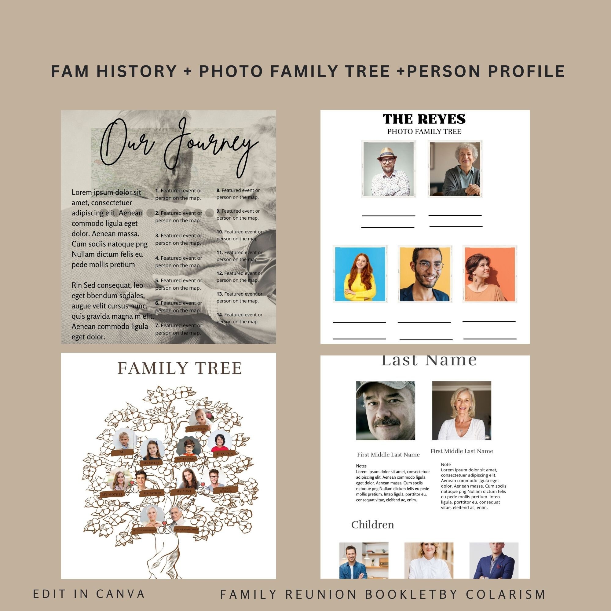 Family Reunion Booklet Template Canva Edit Family Reunion Program Reunion Record Book Family ...