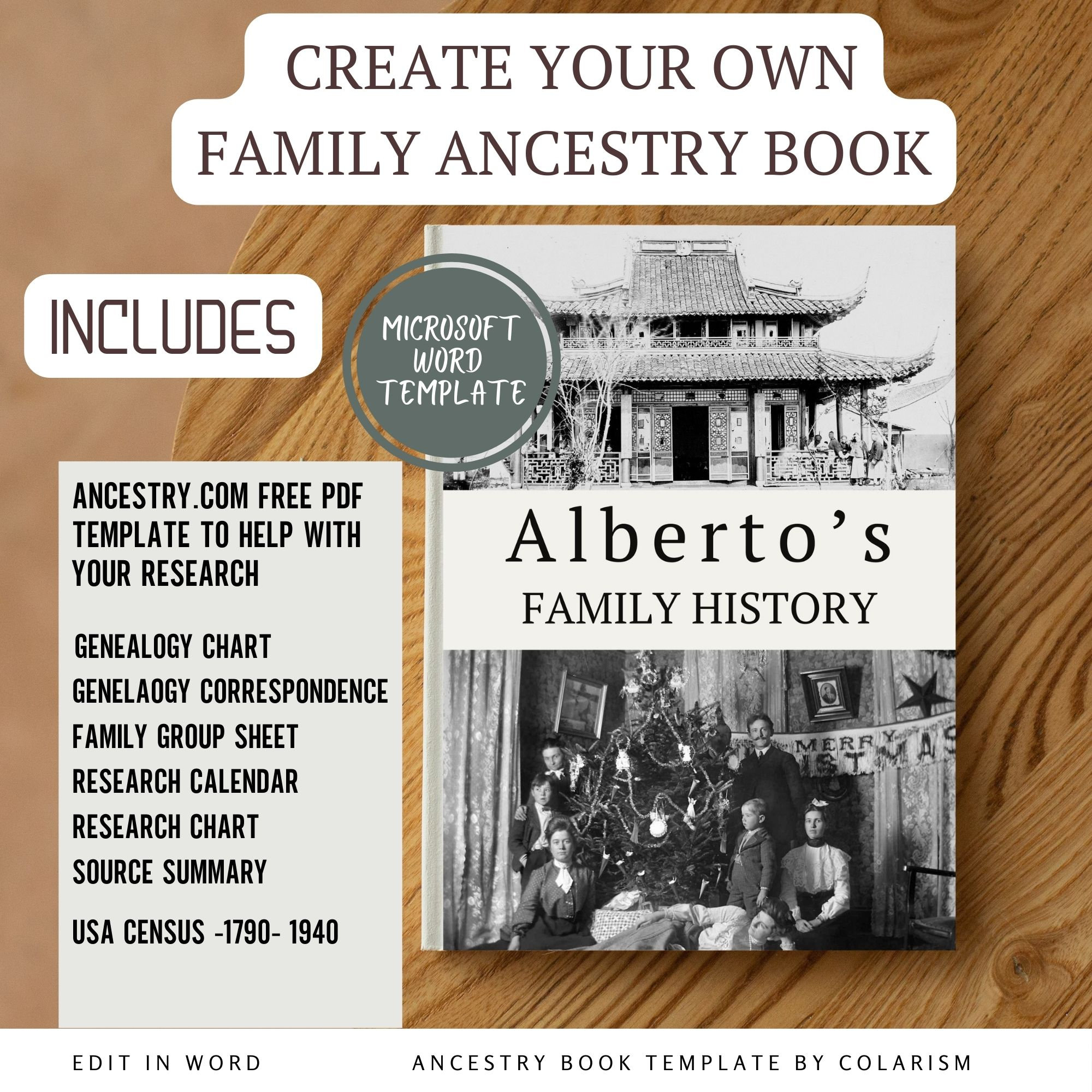 Microsoft Word Family Ancestry Editable Book Template Family History ...